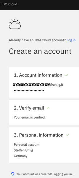 IBM Cloud Account anlegen – Kurs "Web Services"